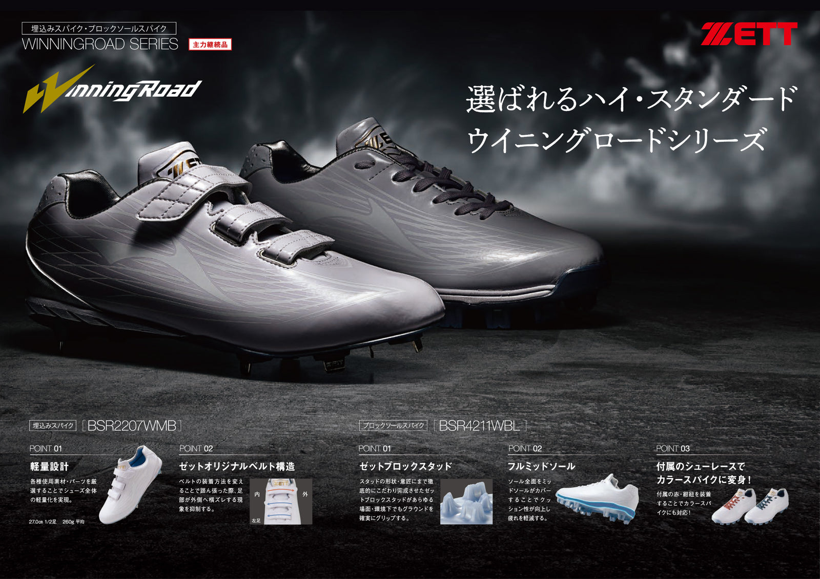 埋込みスパイク ウイニングロードWH | 【ZETT】ゼットベースボールオフィシャルサイト